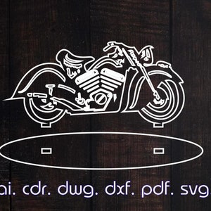 Motorcycle With Base Svg 3mm, Harley Svg, Motor Bike Svg, Biker Svg ...