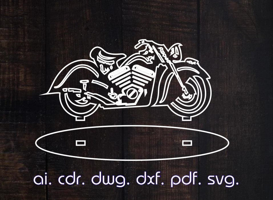 Motorcycle With Base Svg 3mm, Harley Svg, Motor Bike Svg, Biker Svg ...