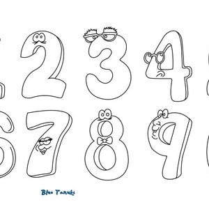 Number Faces Svg, Numbers Clipart, Numbers From 0 to 9, Funny Emoticon ...