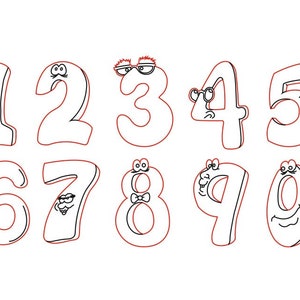 Number Faces Svg, Numbers Clipart, Numbers From 0 to 9, Funny Emoticon ...