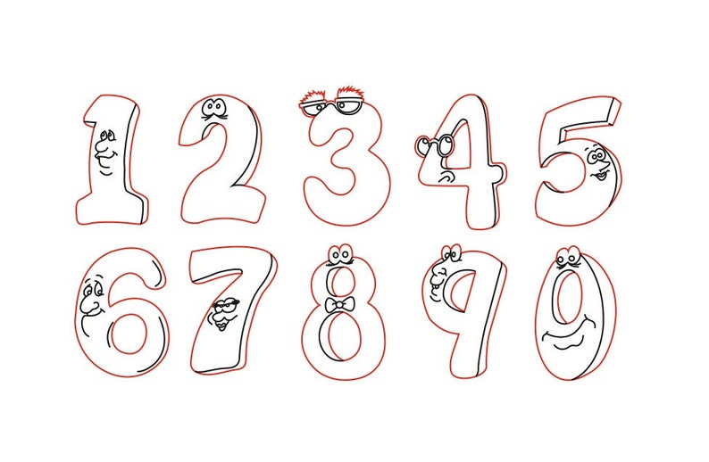 Number Faces Svg, Numbers Clipart, Numbers From 0 to 9, Funny Emoticon ...