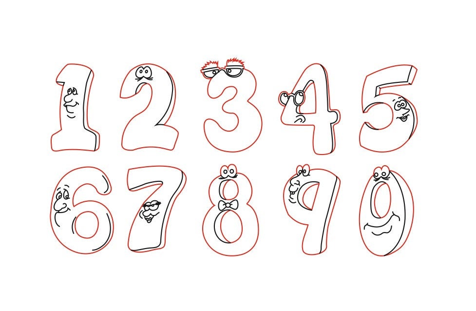 Number Faces Svg Numbers Clipart Numbers From 0 to 9 Funny - Etsy UK