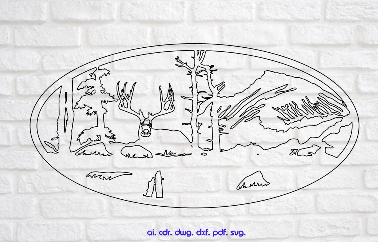 10 Oval Nature Wildlife Scene SVG Bundle, Snowy Mountain Forest Animals ...