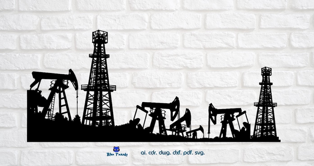 Oil Field Scene, Oil Derrick Svg, Oil Rig Svg, Oil Pump Svg, Clipart ...