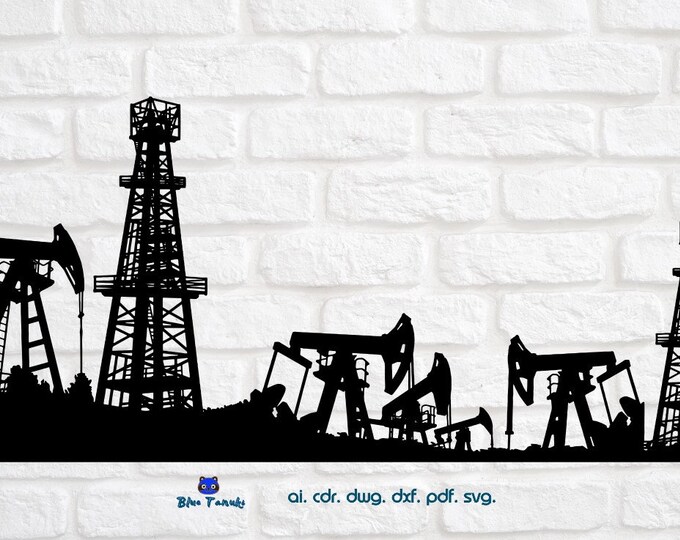 Oil Field Scene, Oil Derrick Svg, Oil Rig Svg, Oil Pump Svg, Clipart ...