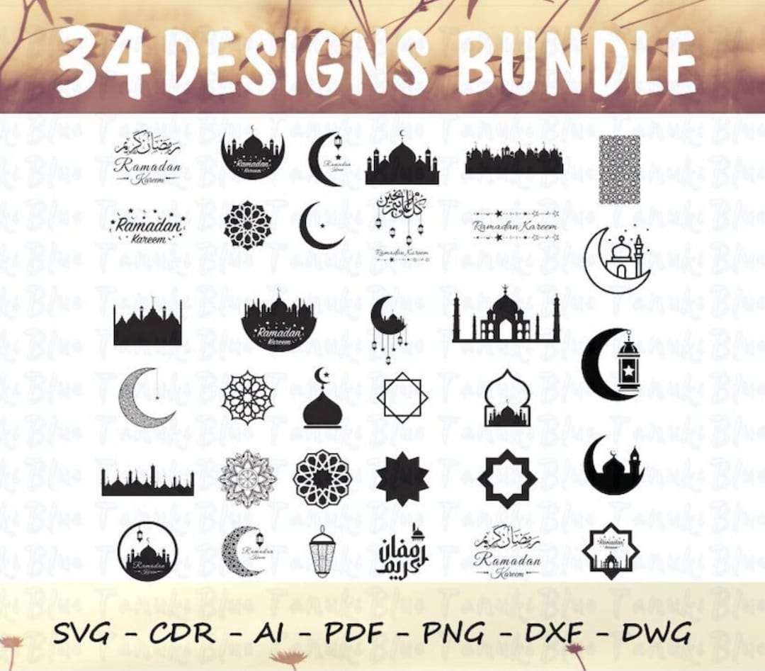 Ramadan SVG Bundle, 34 Islam Clipart, Ramadan Decoration Silhouette Cut ...