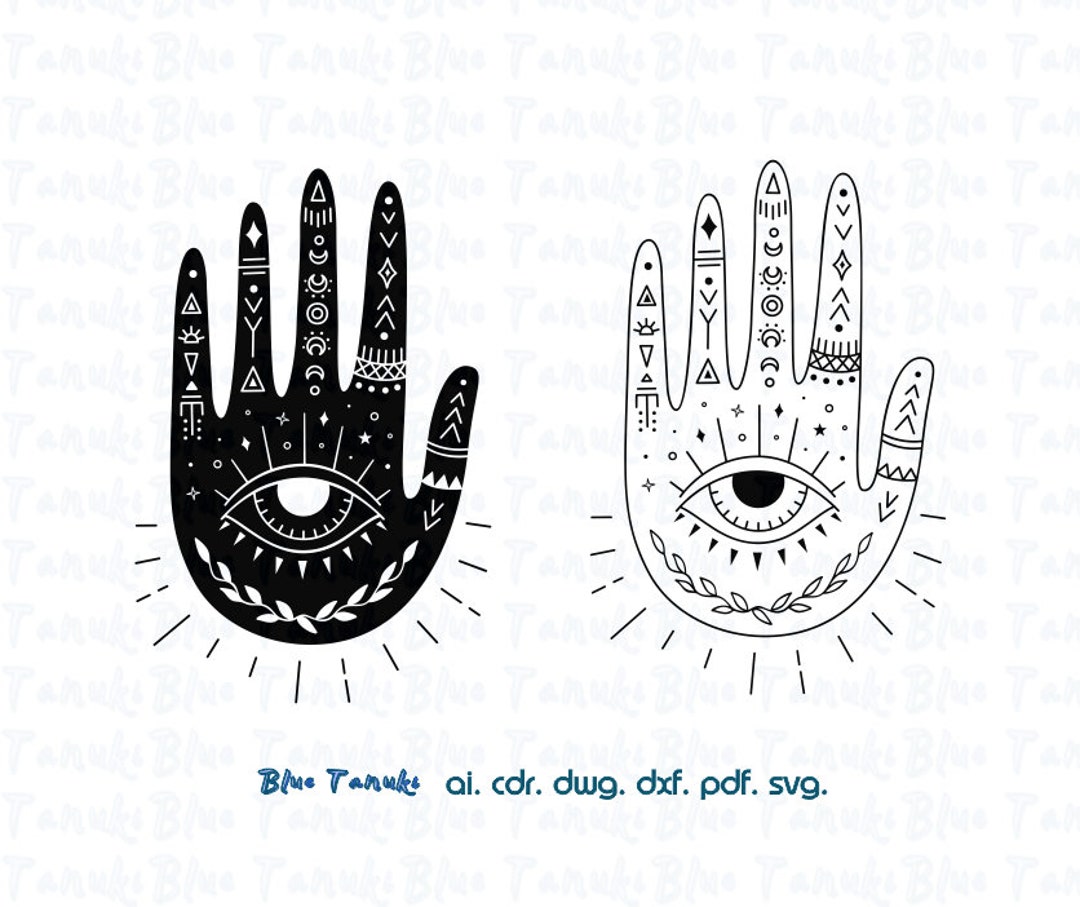 Boho Witch Hands Svg, Mystical Hand Palm With Evil Eye, Celestial Svg ...