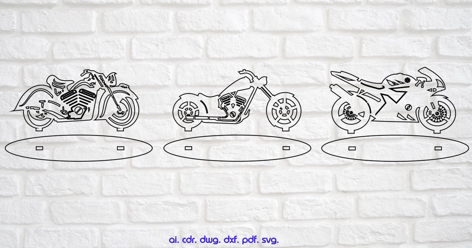 Motorcycle With Base Svg 3mm, Harley Svg, Motor Bike Svg, Biker Svg ...