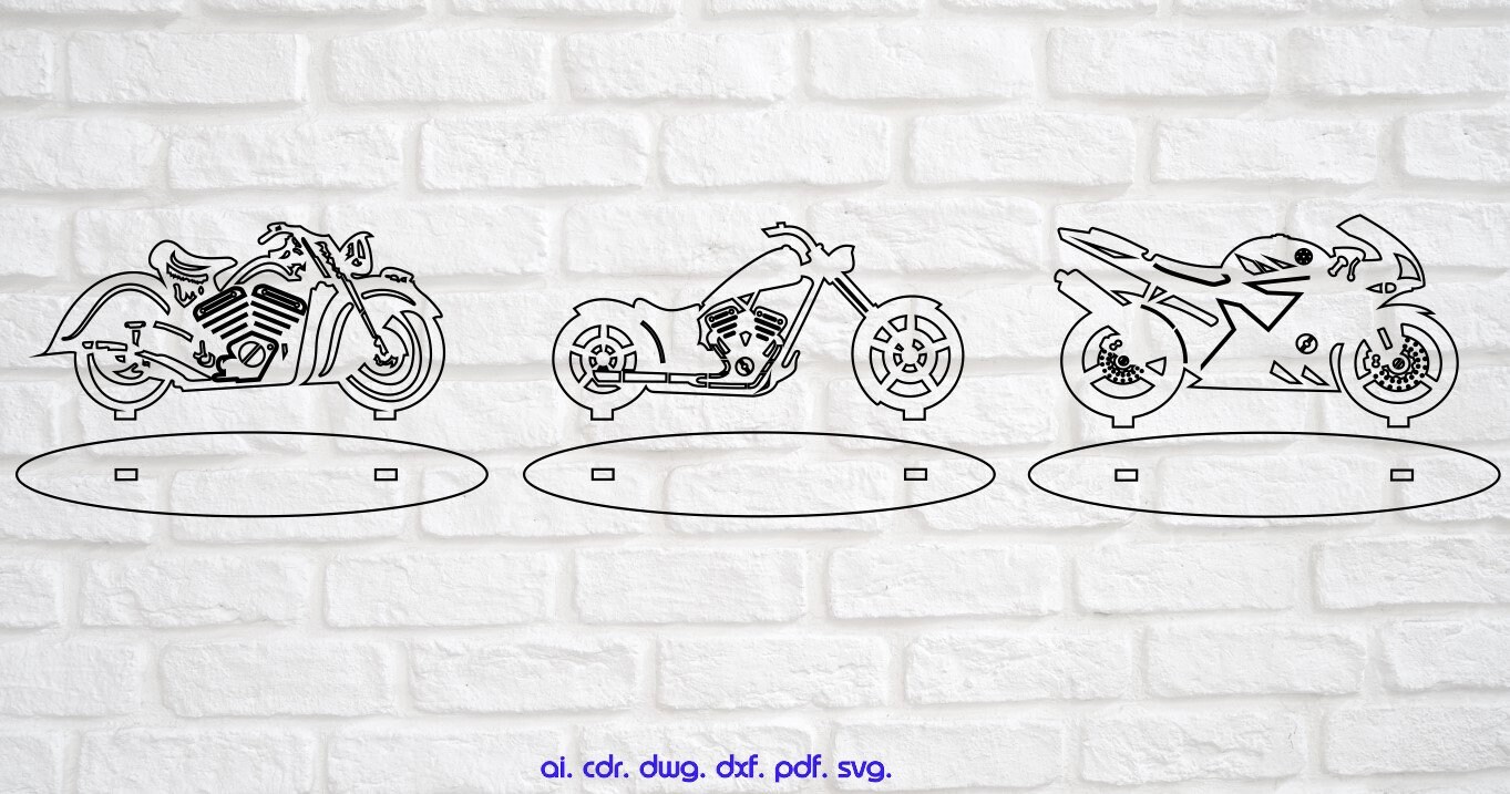 Motorcycle With Base Svg 3mm, Harley Svg, Motor Bike Svg, Biker Svg ...