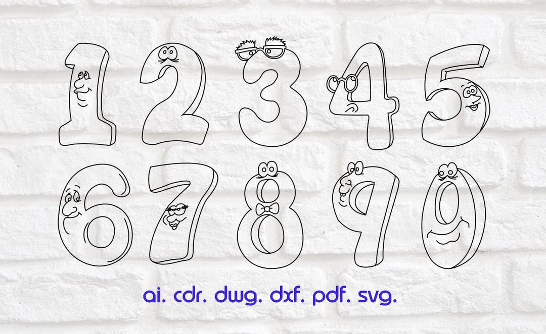Number Faces Svg, Numbers Clipart, Numbers From 0 to 9, Funny Emoticon ...