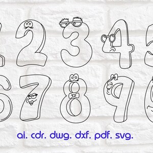 Number Faces Svg, Numbers Clipart, Numbers From 0 to 9, Funny Emoticon ...