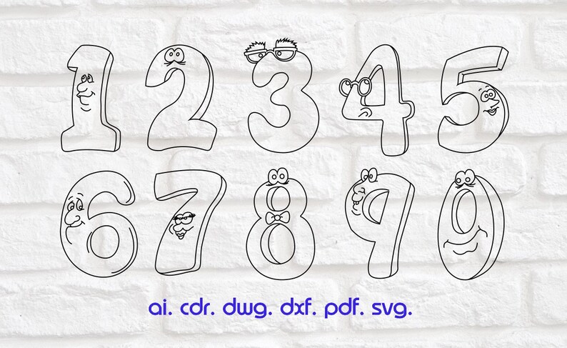 Number Faces Svg, Numbers Clipart, Numbers From 0 to 9, Funny Emoticon ...