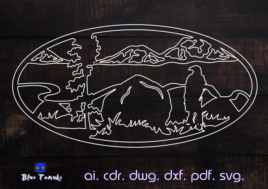 10 Oval Nature Wildlife Scene SVG Bundle, Snowy Mountain Forest Animals ...