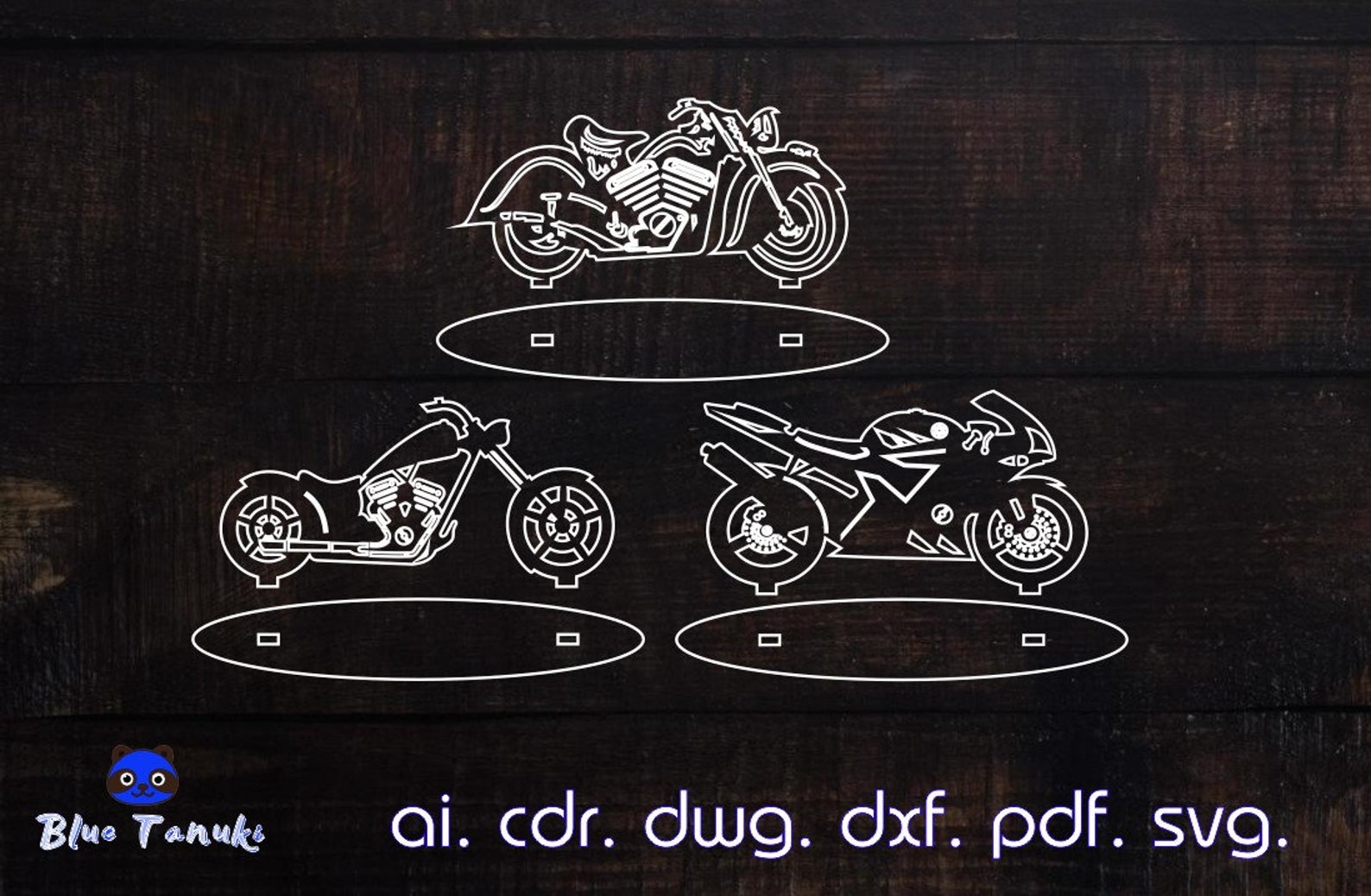 Motorcycle With Base Svg 3mm, Harley Svg, Motor Bike Svg, Biker Svg ...