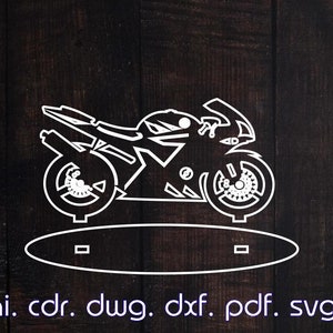 Motorcycle With Base Svg 3mm, Harley Svg, Motor Bike Svg, Biker Svg ...