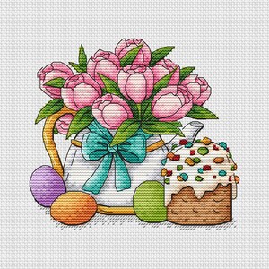 Happy Easter PDF Cross Stitch Pattern Easter Tulips Counted Cross ...