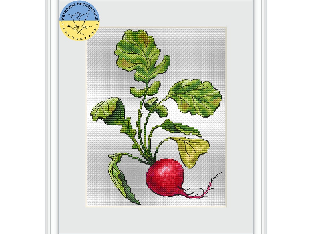 Radish PDF Cross Stitch Pattern - Summer Harvest X-stitch - Kitchen Counted Pdf Chart - Red ...