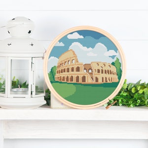 Colosseum PDF Pattern Cross Stitch - Rome Italy - Coliseum Needlepoint ...