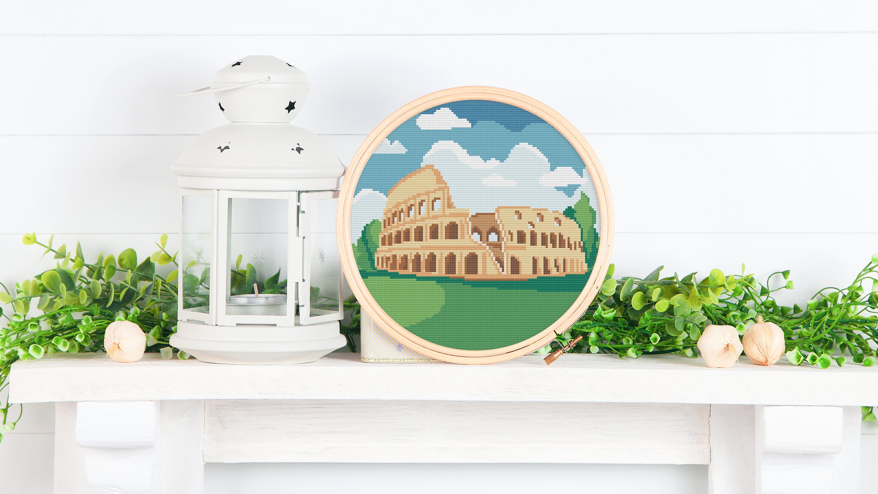 Colosseum PDF Pattern Cross Stitch - Rome Italy - Coliseum Needlepoint ...