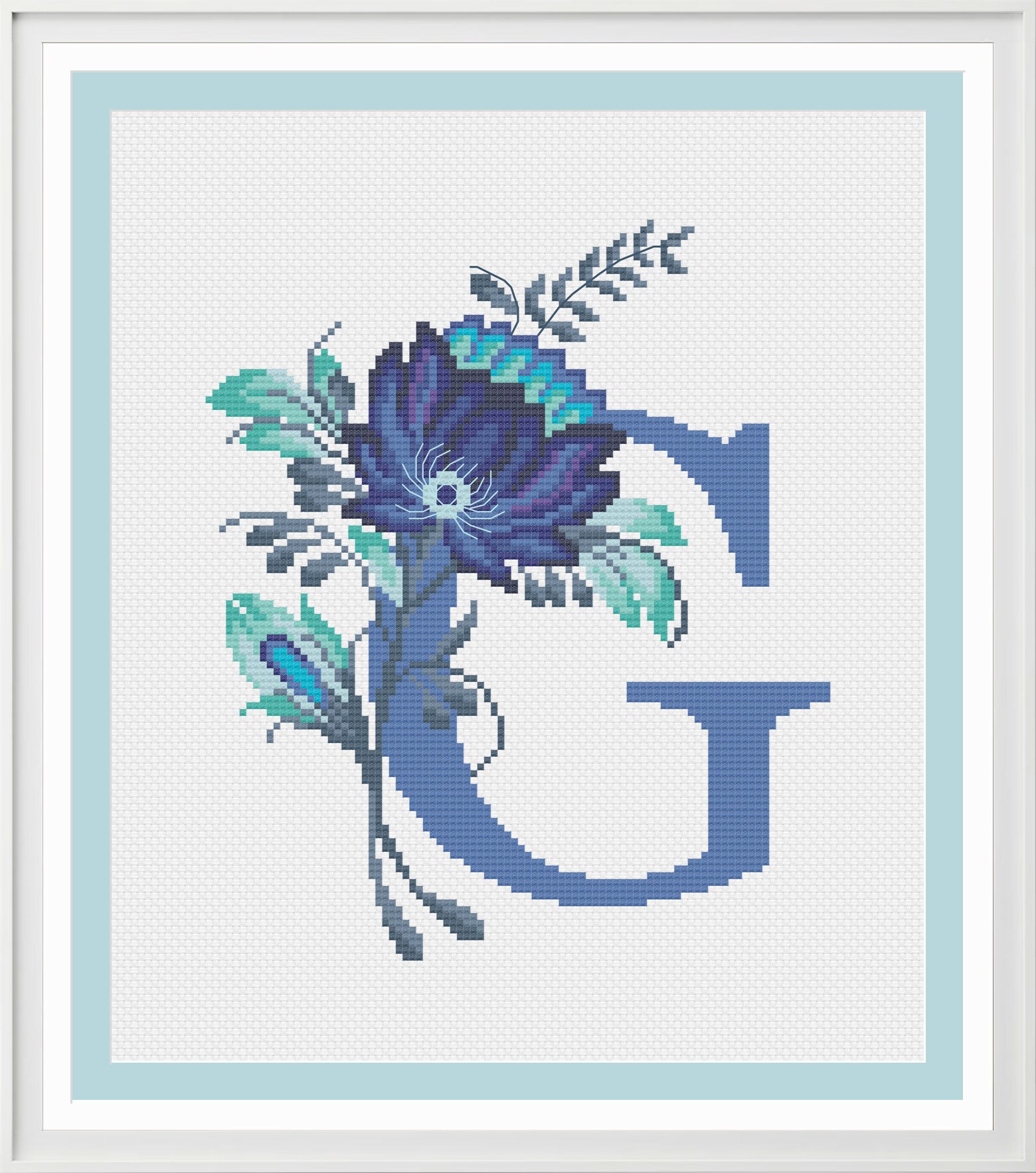 Floral letter G Cross stitch Monogram pattern G Folk | Etsy