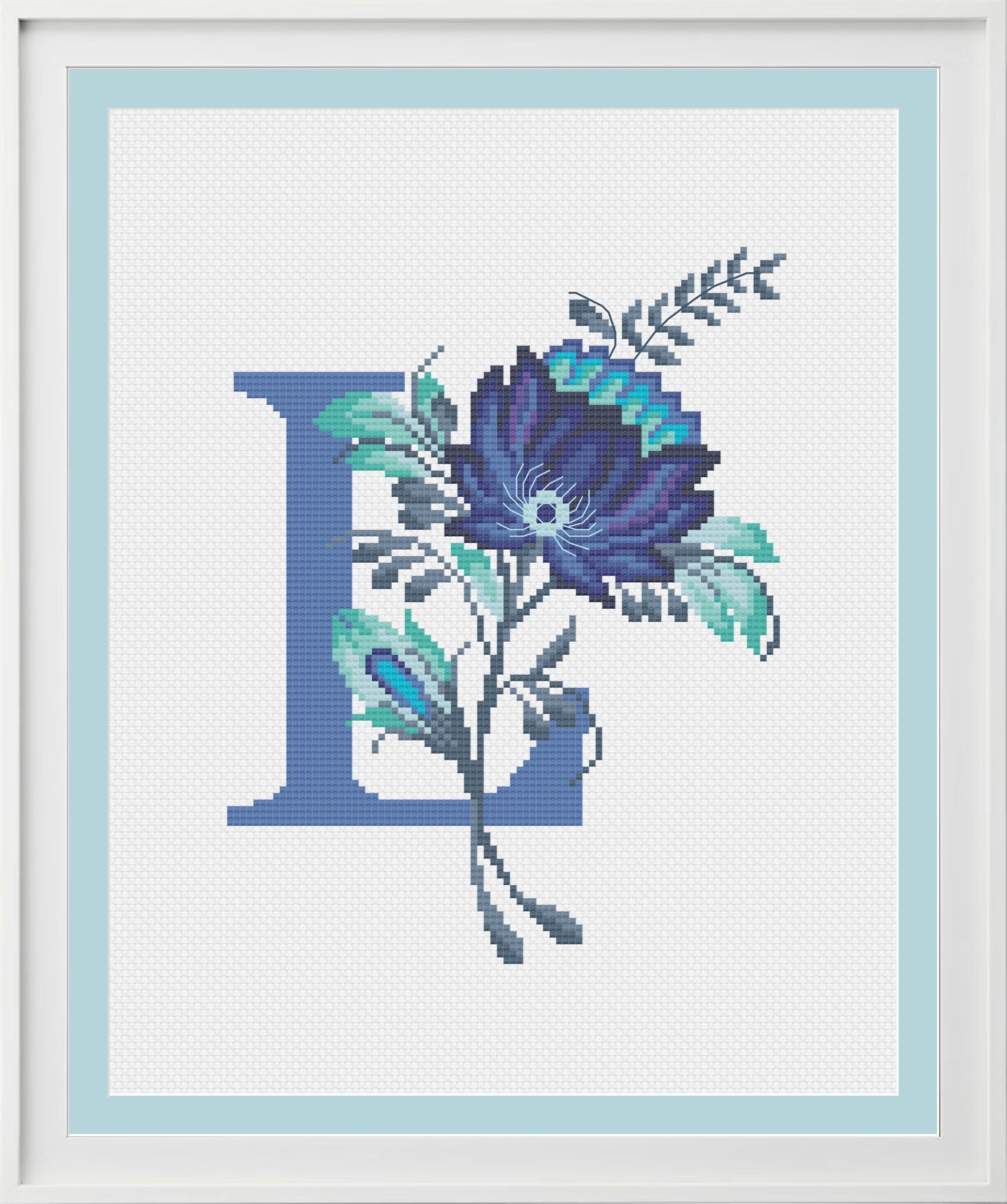 Floral Letter L - Cross Stitch Monogram Pattern L - Folk Traditional ...