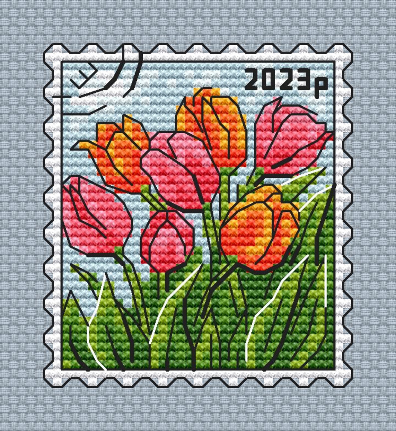 Spring SET Post Stamp PDF Cross Stitch Pattern - Easter Eggs Embroidery ...