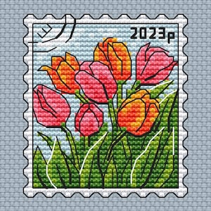 Spring SET Post Stamp PDF Cross Stitch Pattern - Easter Eggs Embroidery ...