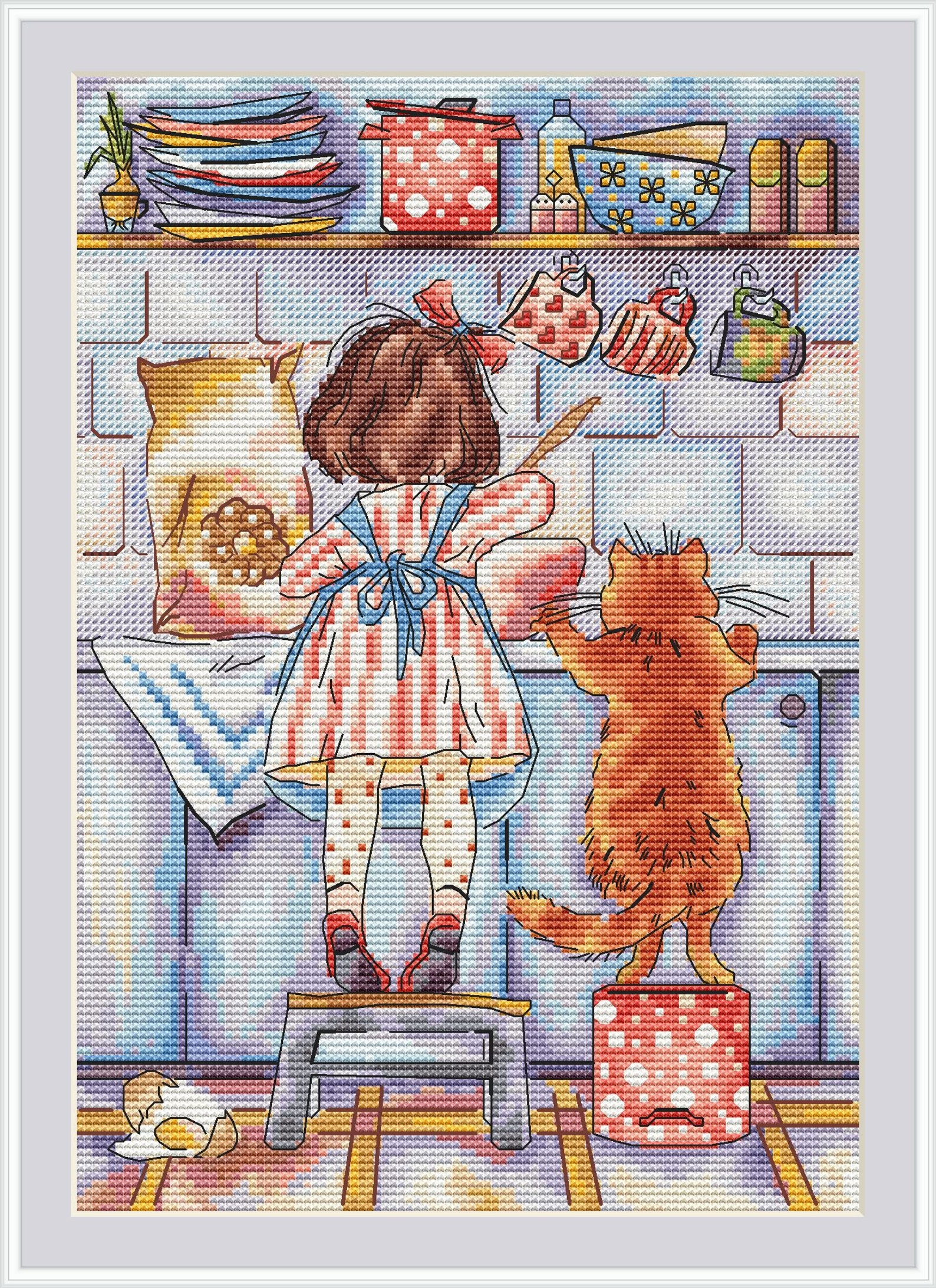 Little Cook With Helper PDF Cross Stitch Patterns - Little Girl Cross ...