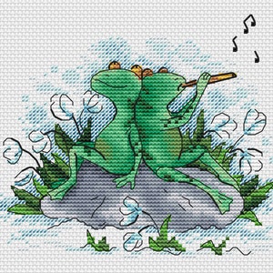 Cute Frogs PDF Cross Stitch Patterns - Frog Couple Counted Chart ...