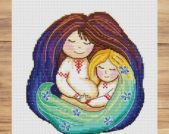 Mother Daughter Cross Stitch - Etsy