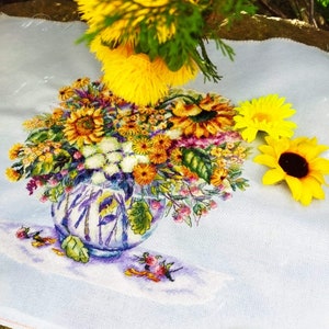 Sunflowers Bouquet PDF Cross Stitch Pattern - Yellow Flowers Counted ...