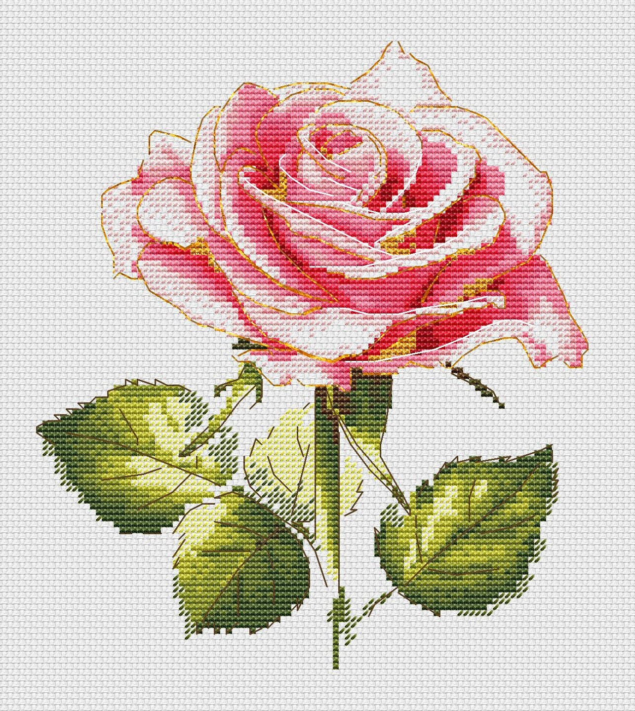 Pink Rose Cross Stitch Pattern PDF Modern Cross Stitch - Etsy