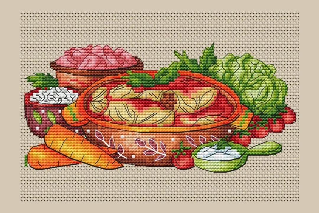Vegetable Harvest PDF Cross Stitch Pattern - Pattern Embroidery Chart ...