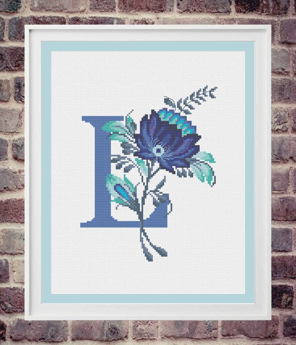 Floral Letter L - Cross Stitch Monogram Pattern L - Folk Traditional ...