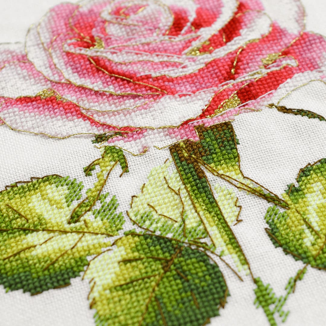 Pink Rose Cross Stitch Pattern - PDF Modern Cross Stitch - Flower Cross ...