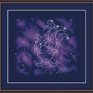 Virgo | PDF Cross Stitch Pattern | Minimal Art | Stars | Space | Zodiac ...