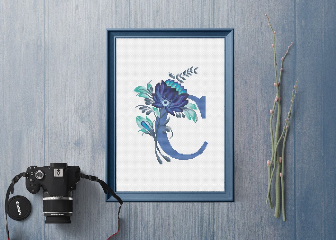 Floral Letter C - Cross Stitch Monogram Pattern C - Folk Traditional ...