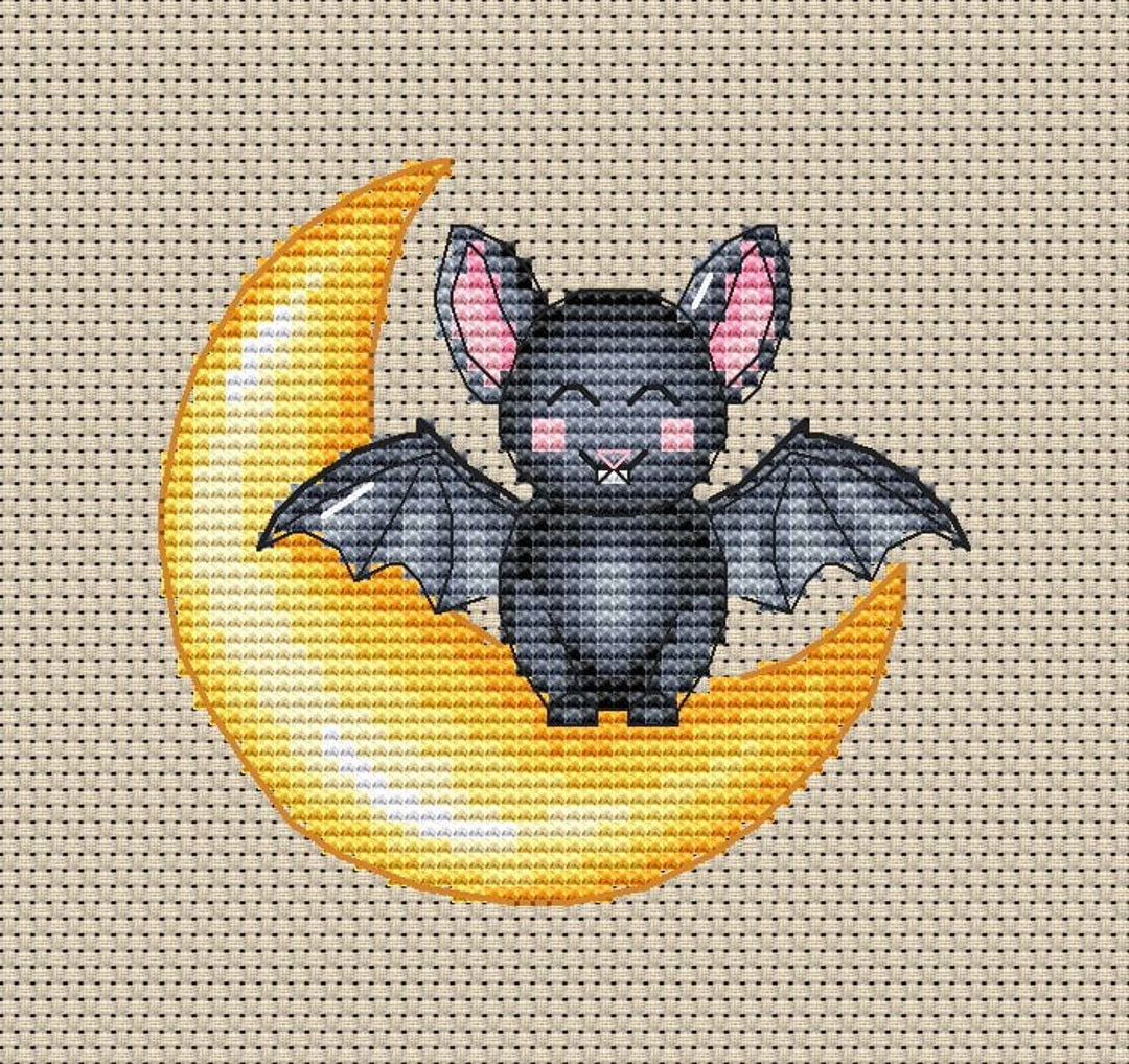 Cute Little Bat PDF Cross Stitch Pattern - Halloween Counted Pdf Chart ...