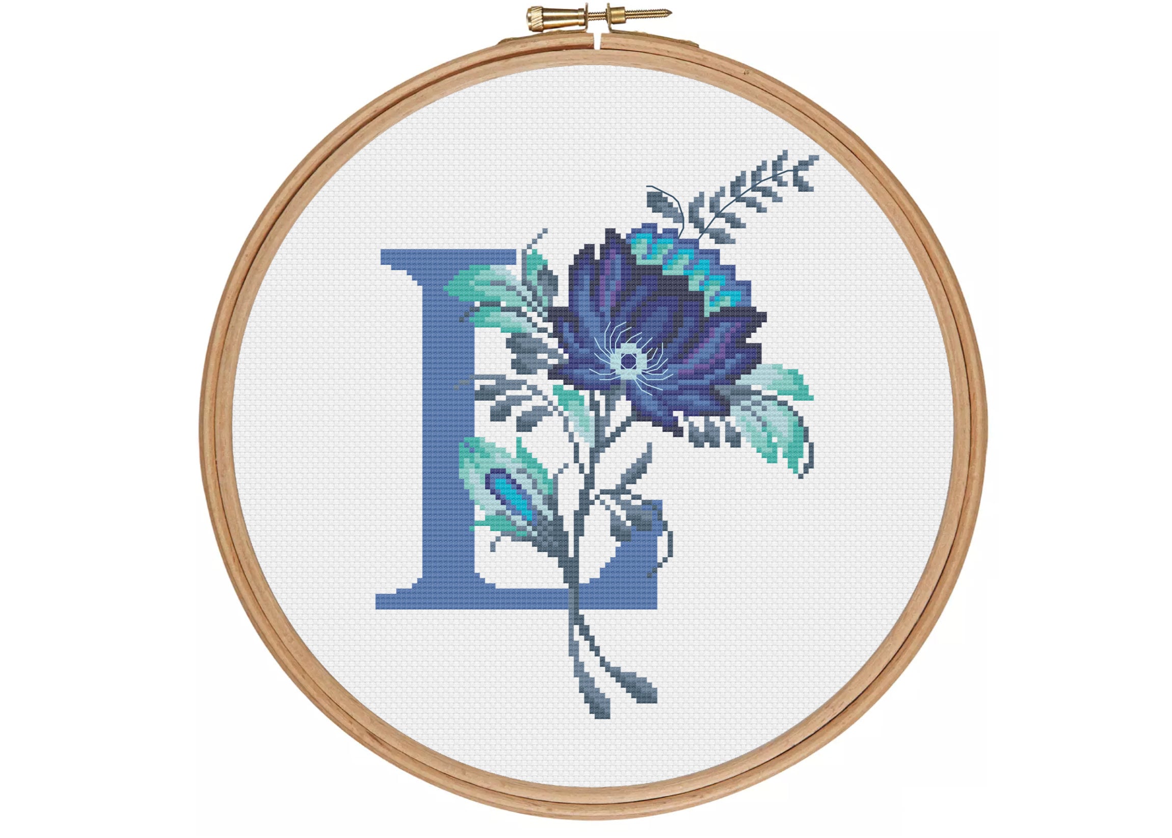 Floral Letter L - Cross Stitch Monogram Pattern L - Folk Traditional ...