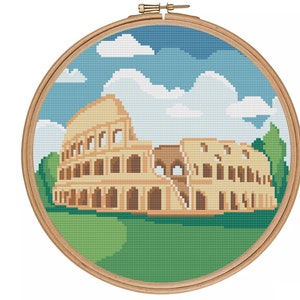 Colosseum PDF Pattern Cross Stitch - Rome Italy - Coliseum Needlepoint ...