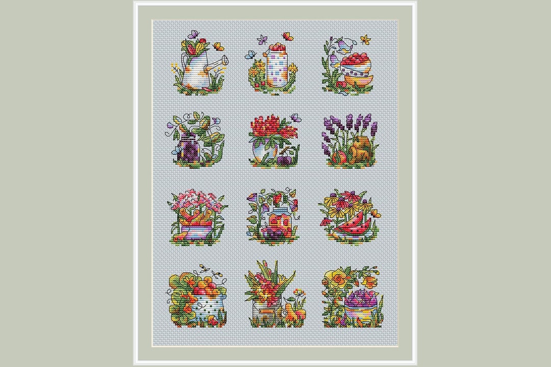 Sampler Garden Miniatures PDF Cross Stitch Pattern - Sampler Gardener ...
