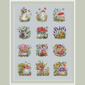 Sampler Garden Miniatures PDF Cross Stitch Pattern - Sampler Gardener ...
