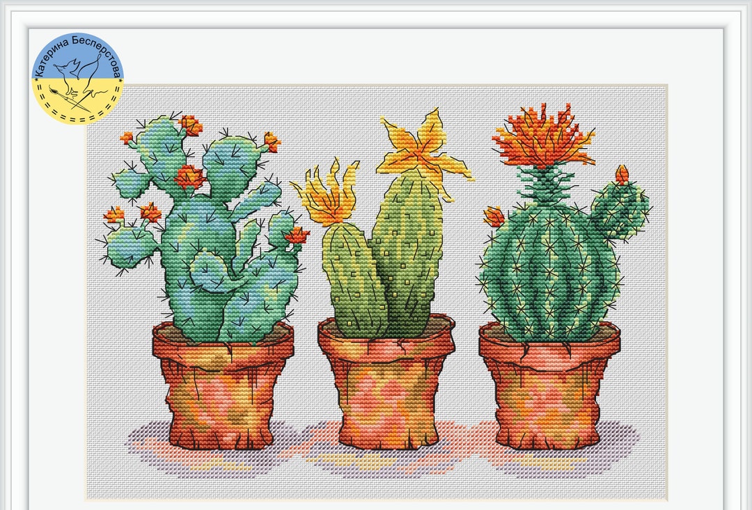 Cactus Cross Stitch Pattern PDF Modern Cross Stitch - Succulent Plants ...