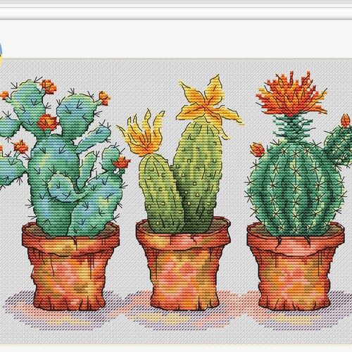 Cactus Cross Stitch Pattern PDF Modern Cross Stitch - Etsy
