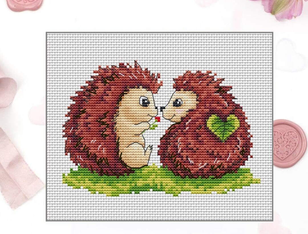Hedgehogs in Love - PDF Cross Stitch Pattern - Hedgehogs Counted Cross ...