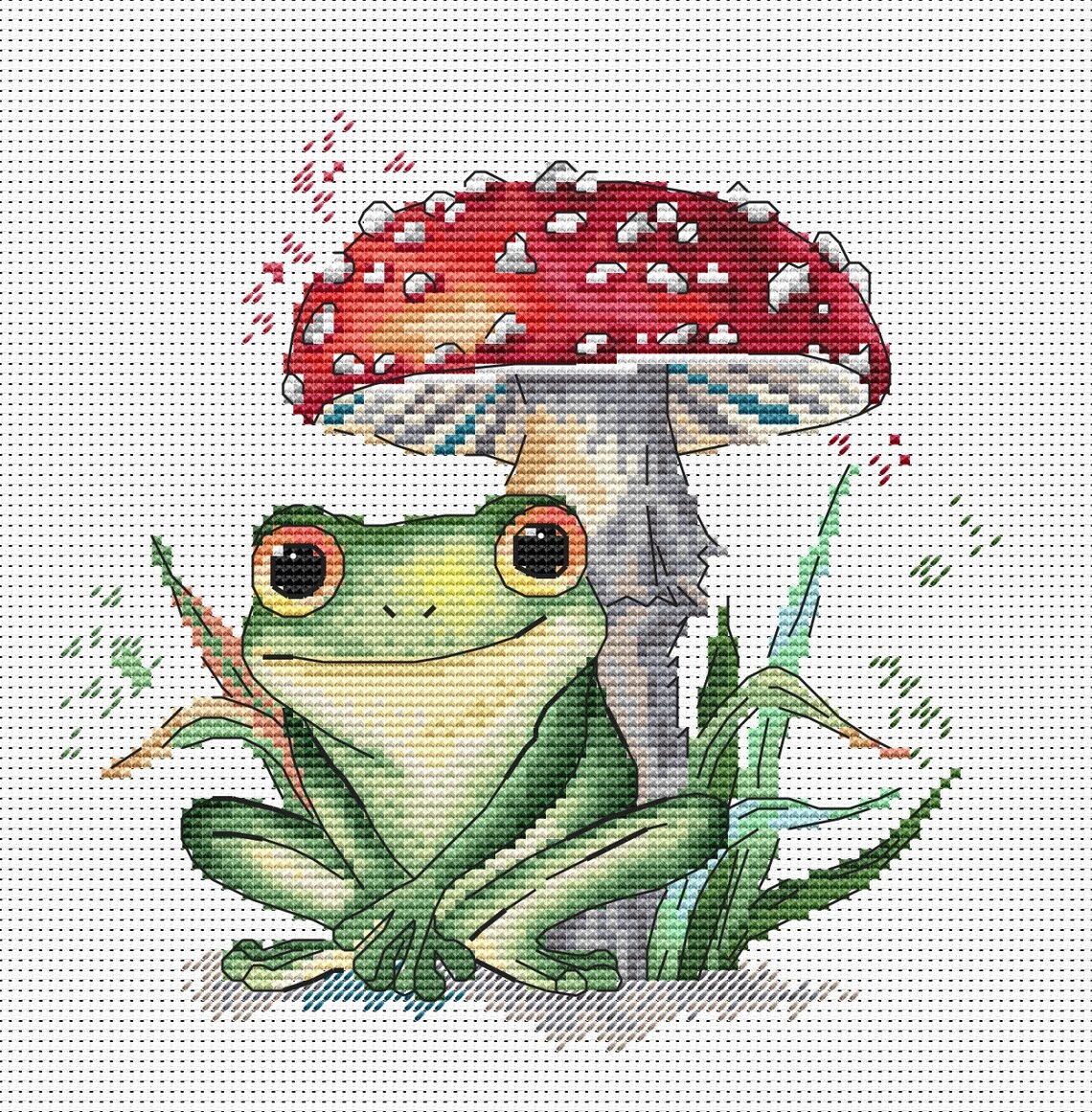 Cute Frog PDF Cross Stitch Patterns Amanita Muscaria - Etsy