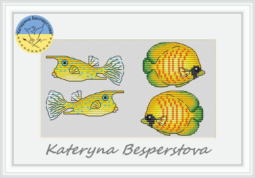 Yellow Fish PDF Cross Stitch Pattern - Discus Cross Stitch - Gift for ...
