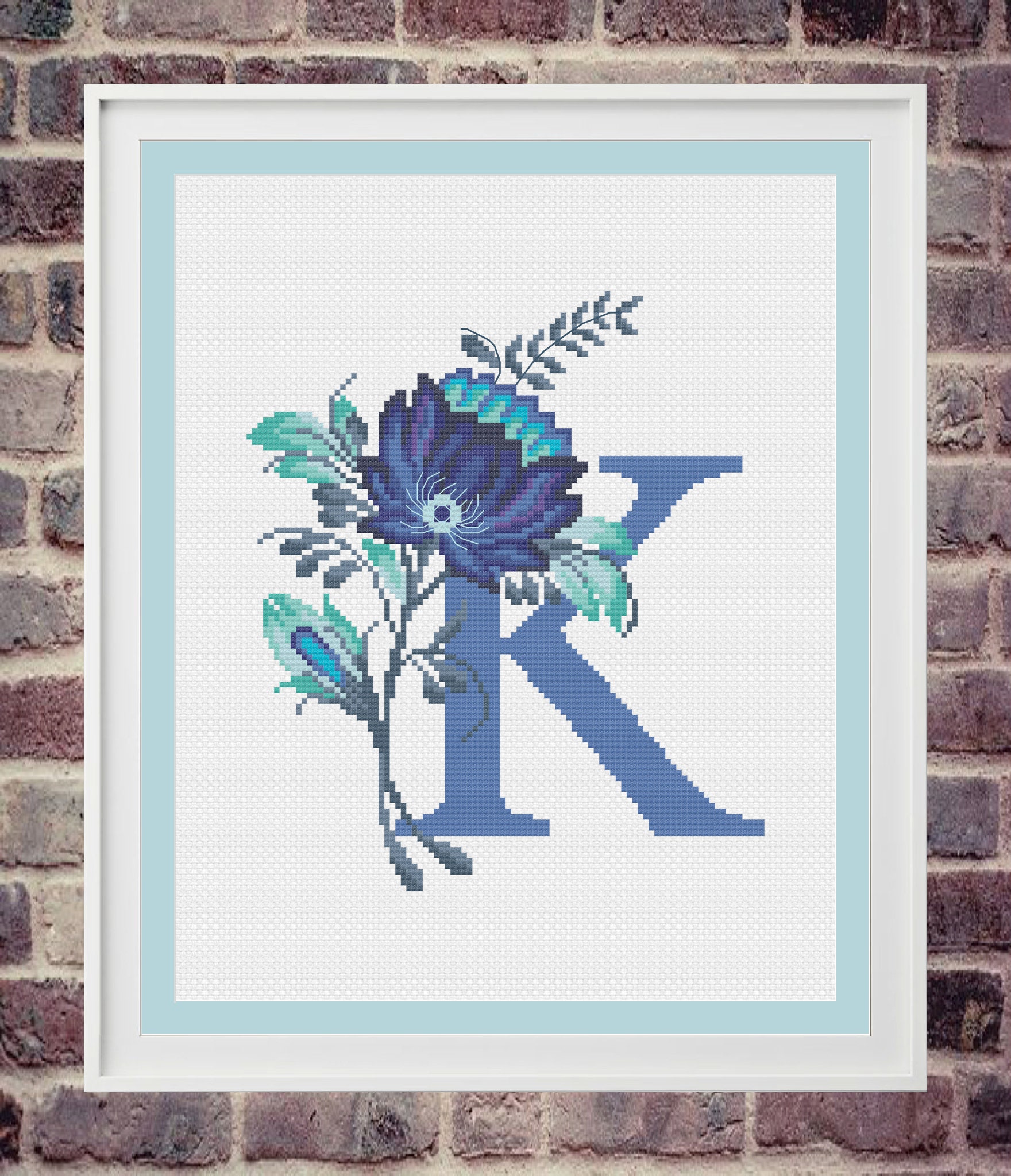 Floral Letter K Cross Stitch Monogram Pattern K Folk - Etsy