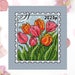 Pink Tulips Post Stamp PDF Cross Stitch Pattern Flower Embroidery Chart ...