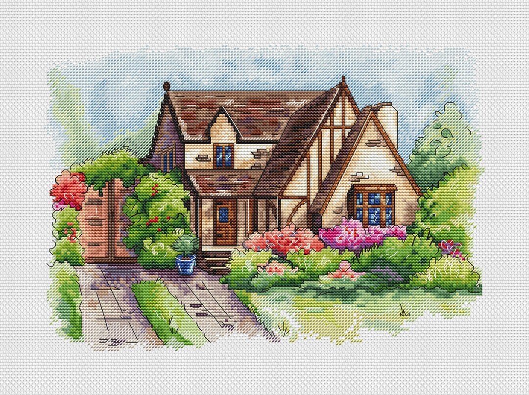 Beautiful Cottage PDF Cross Stitch Patterns - Flower Cottage in Flowers ...